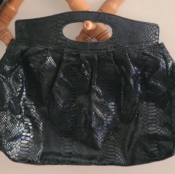 Perlina | Bags | Perlina Studio Black Embossed Leather Handbag | Poshmark